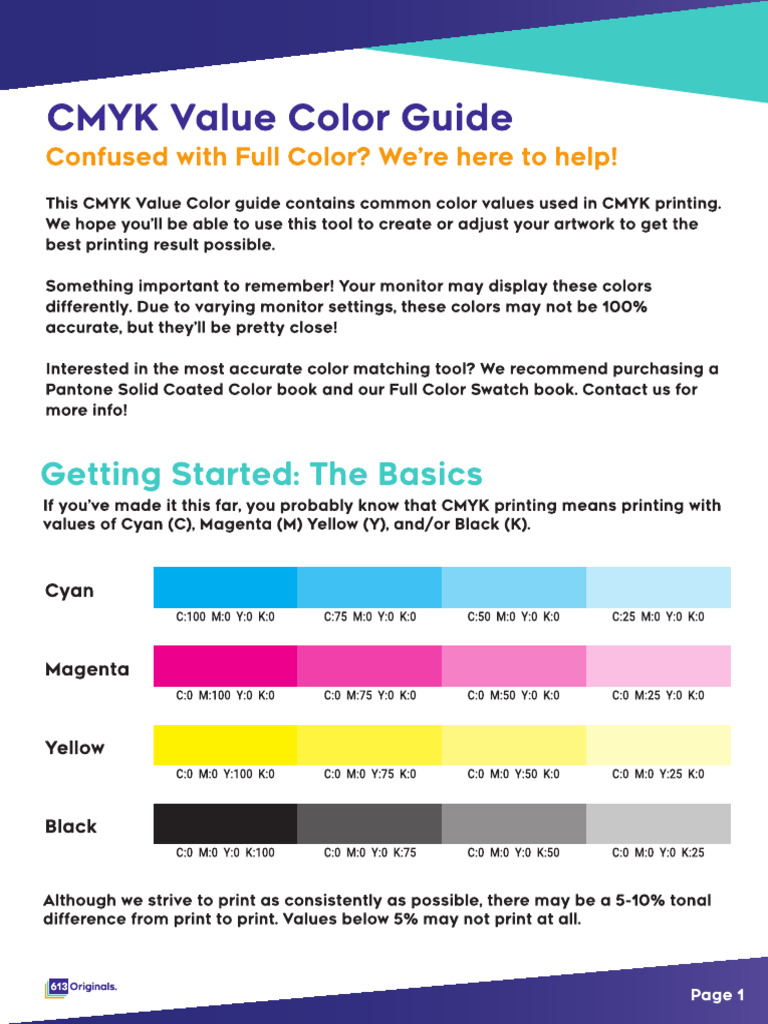 CMYK Value Color Guide-V0922 | PDF