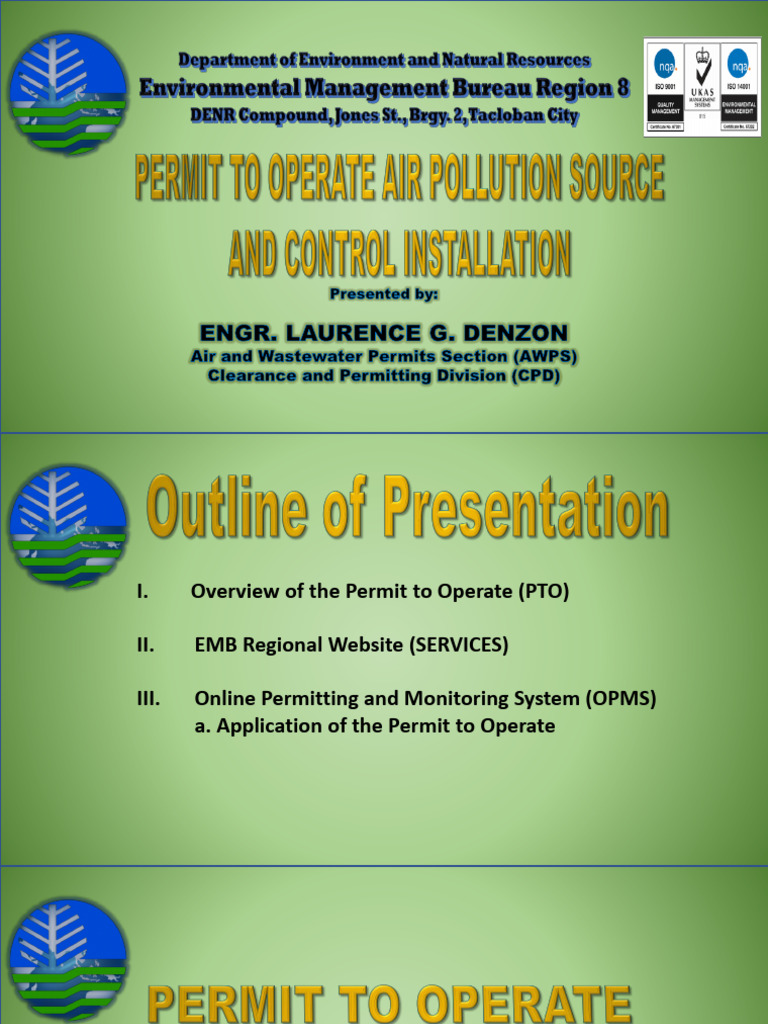 The Online Permitting and Monitoring System OPMS For Permit To Operate ...