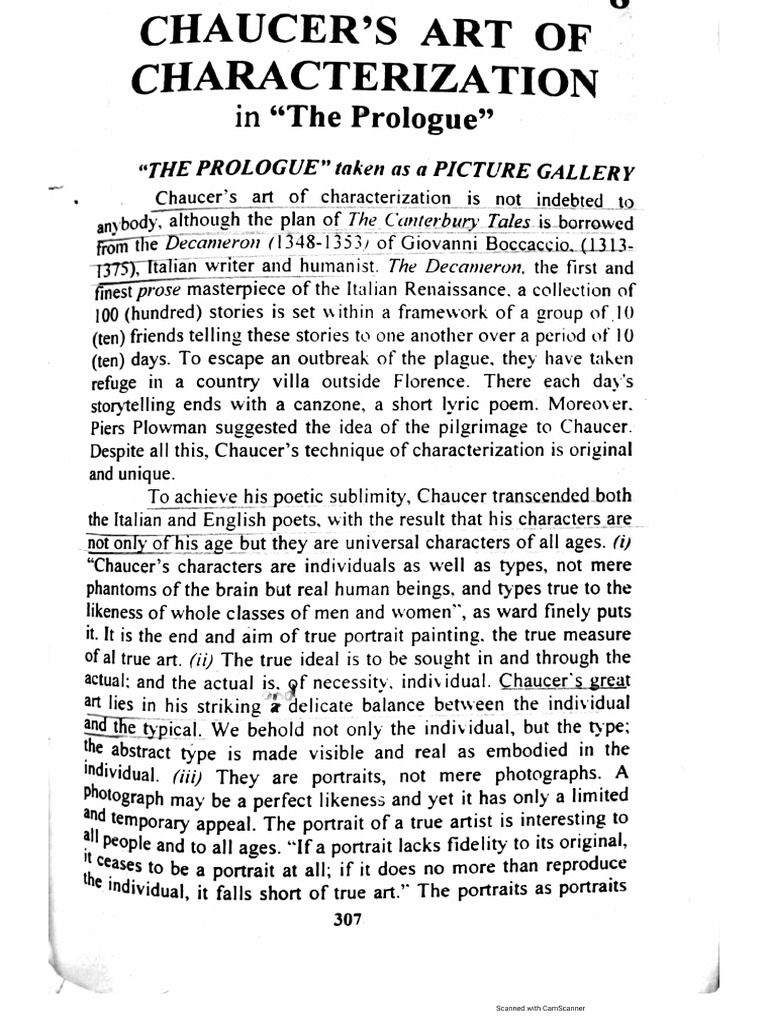 Chaucer's Art of Characterization | PDF