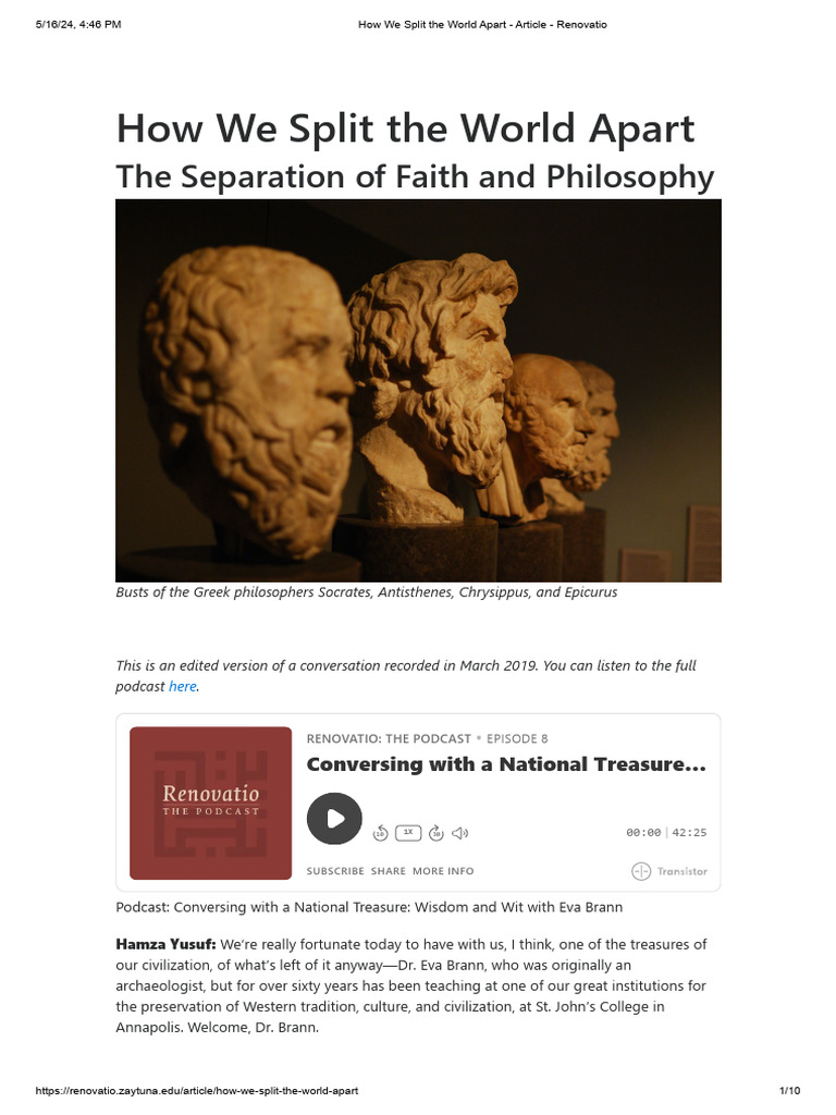 Q - A - How We Split The World Apart - Article - Renovatio | PDF ...