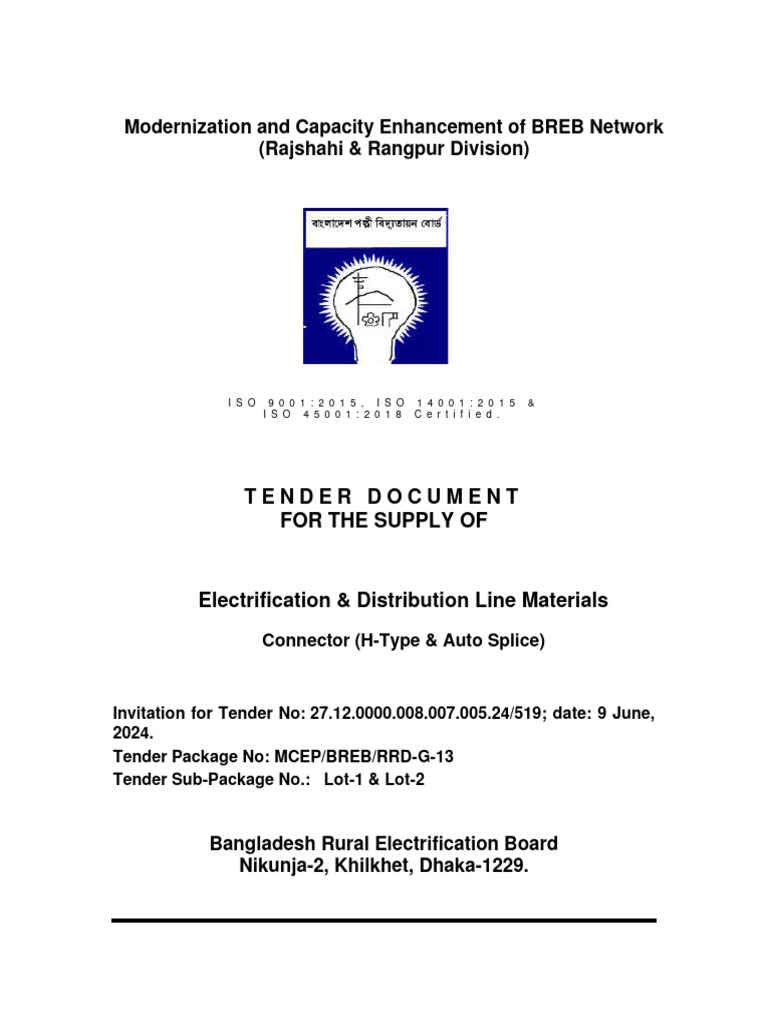 Tender for Electrification Materials | PDF | Procurement | Specification (Technical Standard)