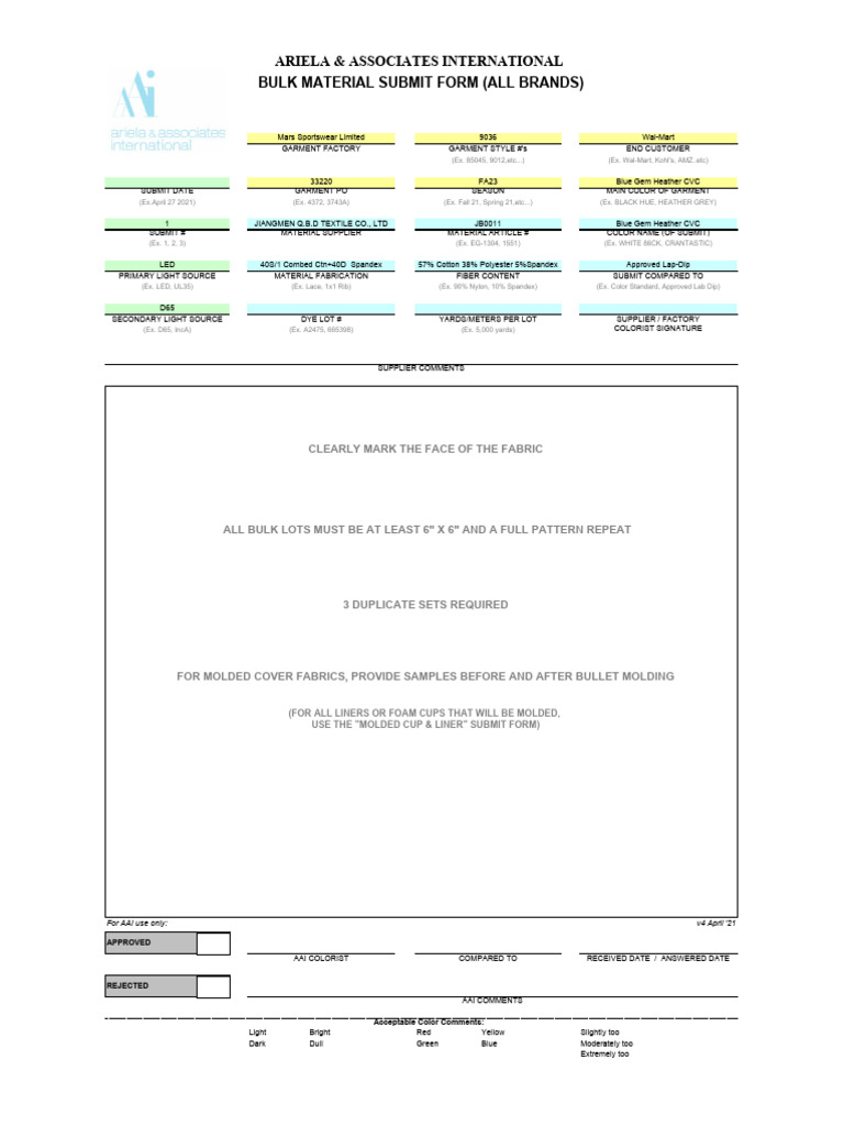 Bulk-AAI SUBMIT FORM PO 0013 - Blue Gem Heather CVC | PDF | Textiles ...