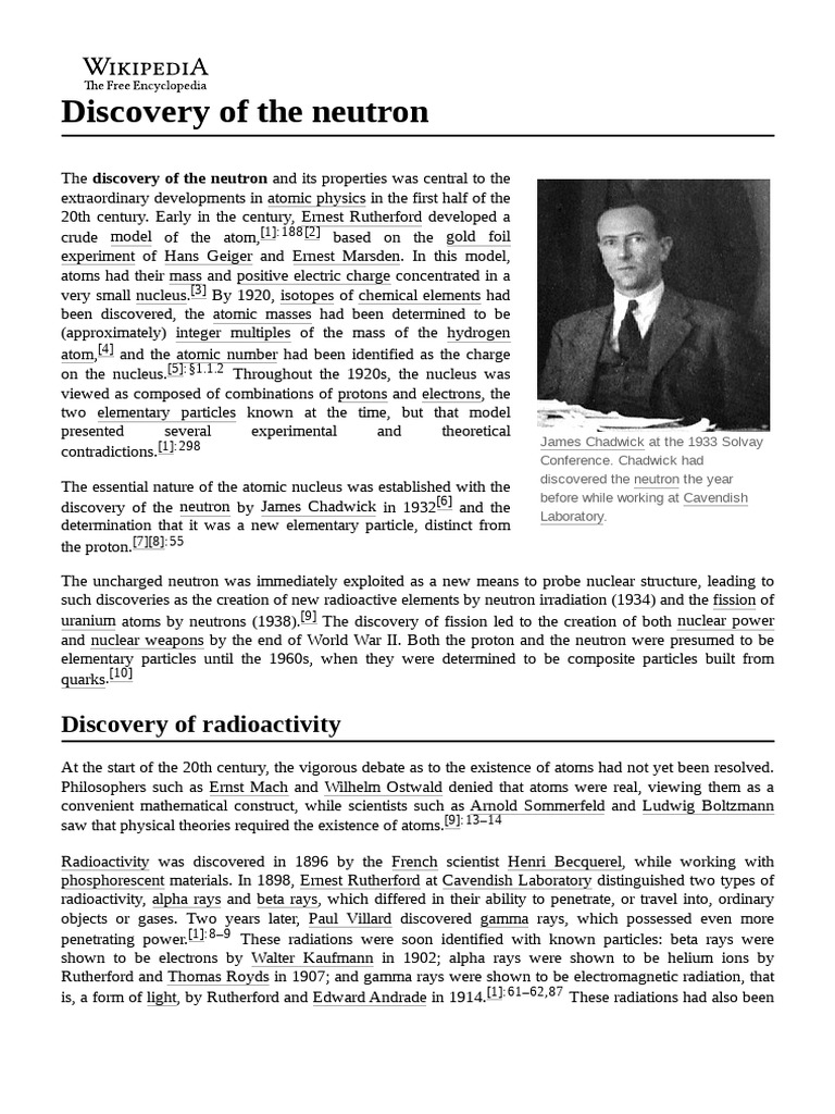 Discovery of The Neutron | PDF | Neutron | Atomic Nucleus