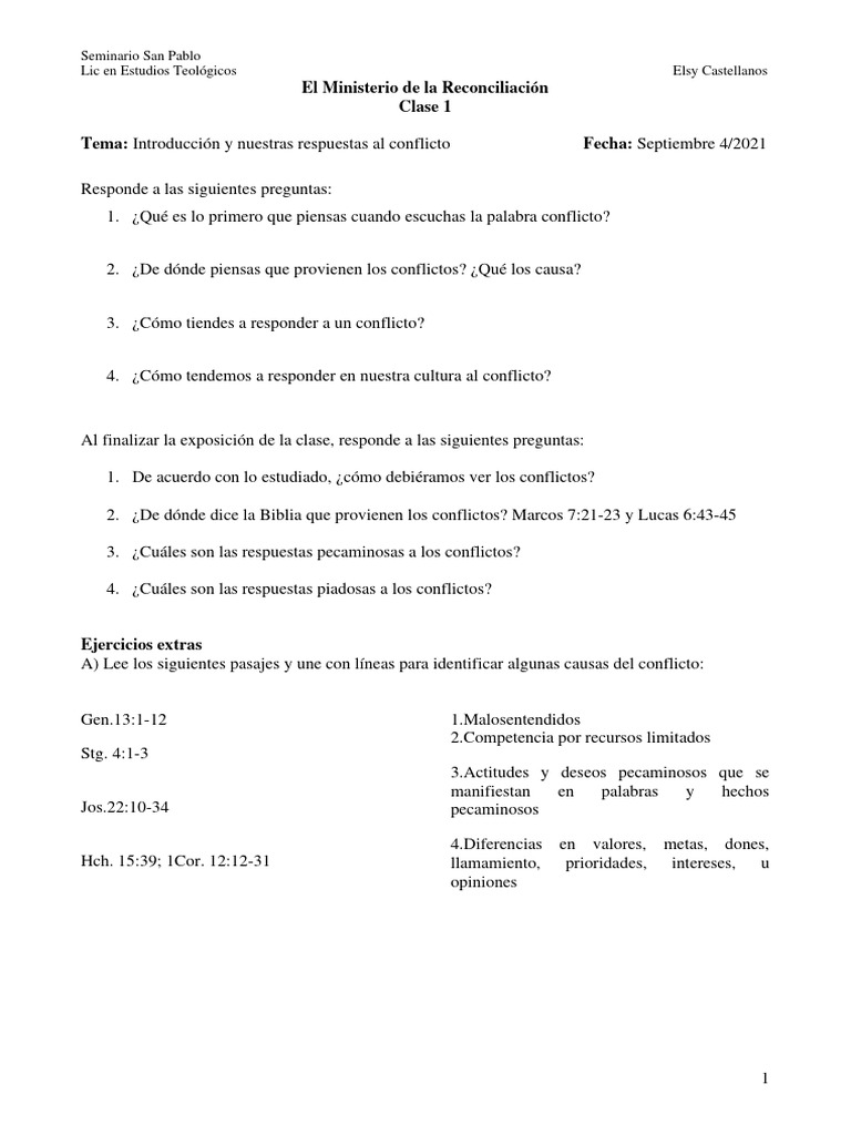 Clase 1 Reconciliación Alumno | PDF