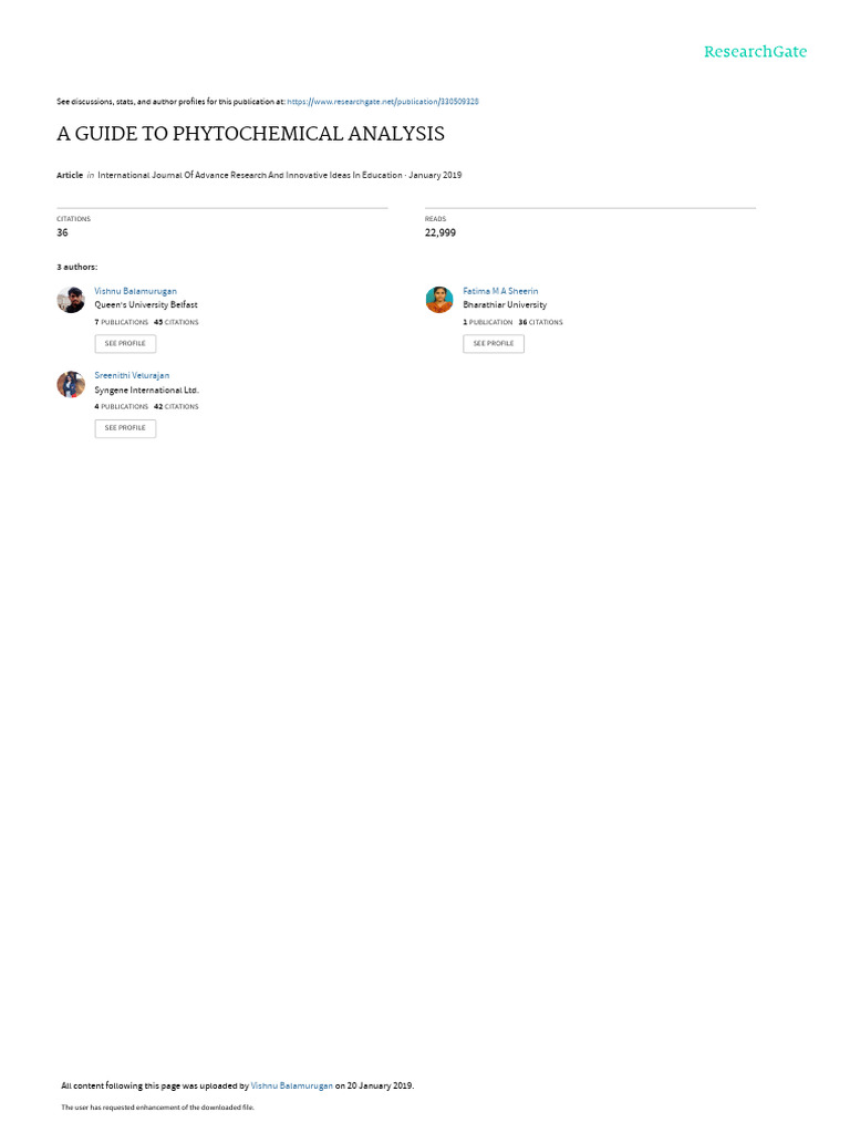 A Guide To Phytochemical Analysis | PDF | High Performance Liquid ...