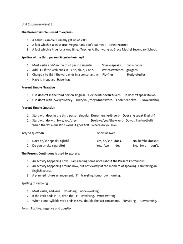 Unit 2 Summary-Level 2 | PDF | English Language | Languages