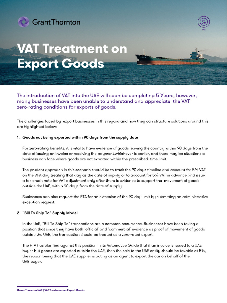 Gtuae Vat Treatment On Export Goods | PDF