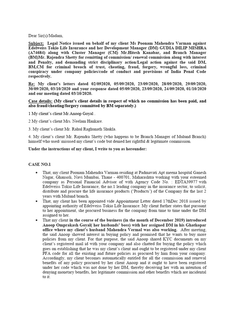 Legal Notice | PDF | Fraud | Damages