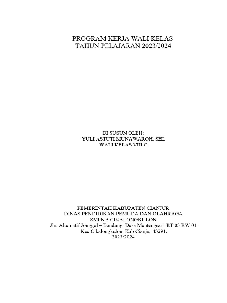 Program Wali Kelas Viii C | PDF