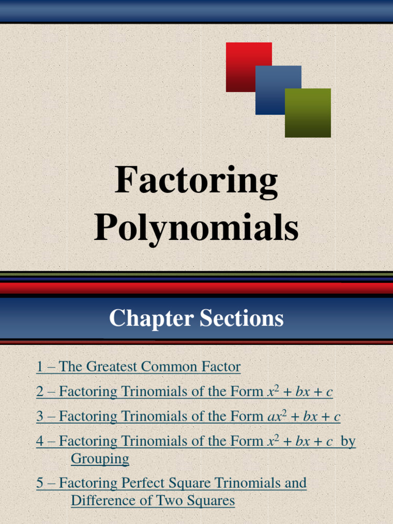 Factoring Polynomials Pdf Factorization Polynomial