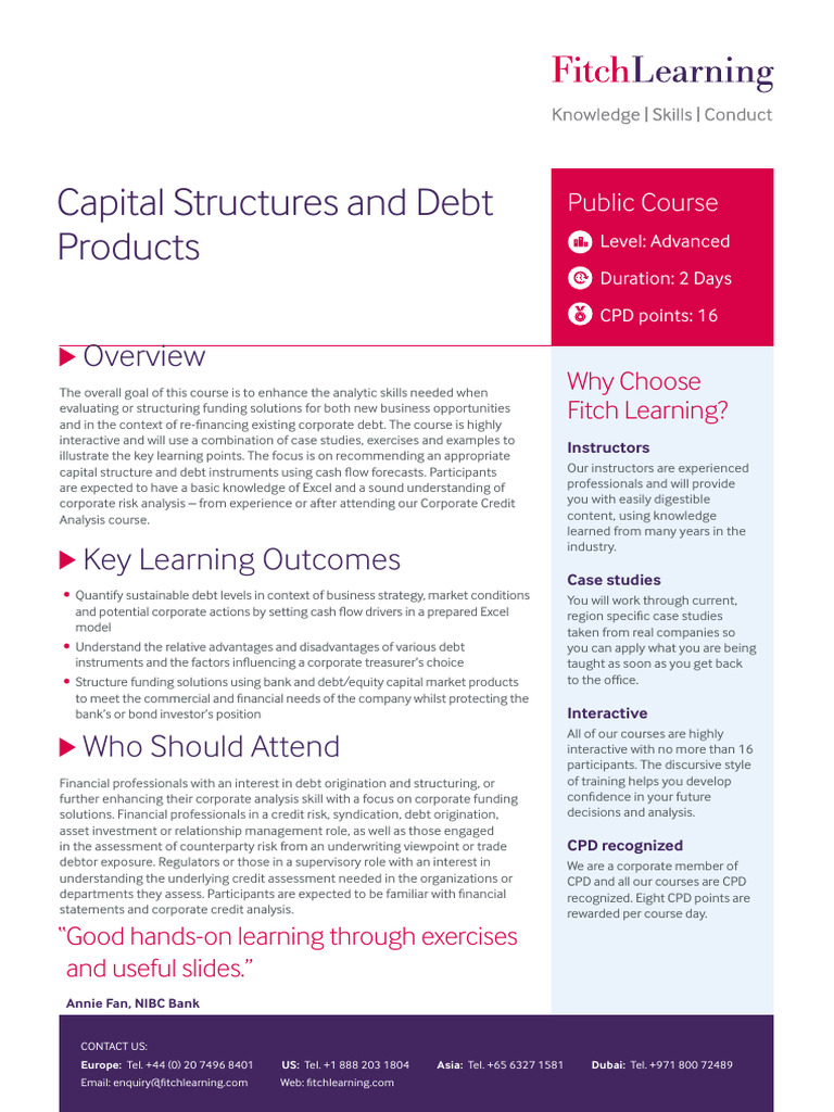 Advanced Capital Structures Course | PDF | Capital Structure | Debt