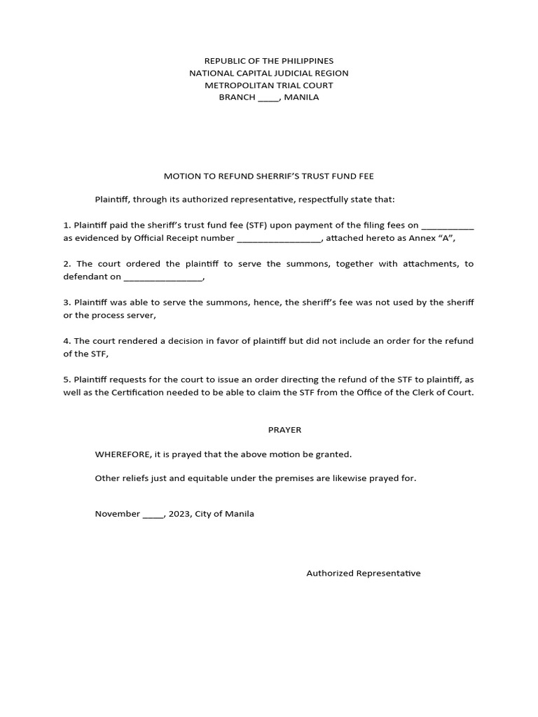 Motion To Release STF | PDF | Law