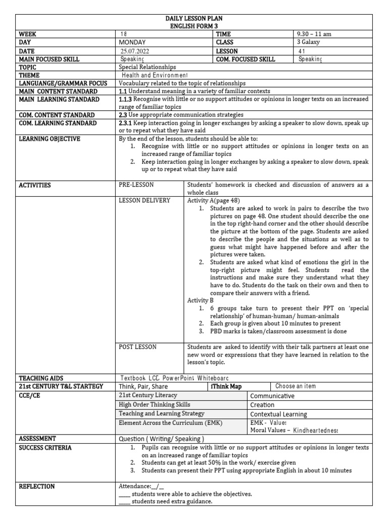 Unit 4 Special Relationship | PDF | Lesson Plan | Learning Unit 4 Special Relationship | PDF | Lesson Plan | Learning