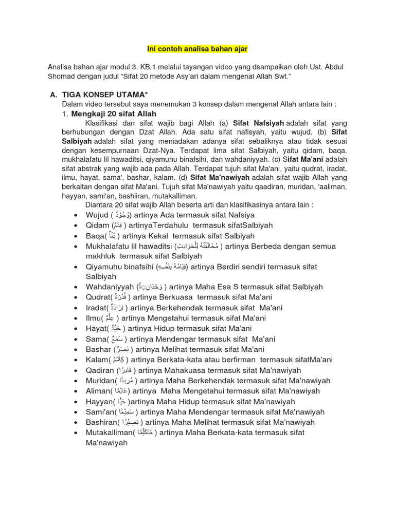 Ini Contoh Analisa Bahan Ajar | PDF | Agama & Spiritualitas