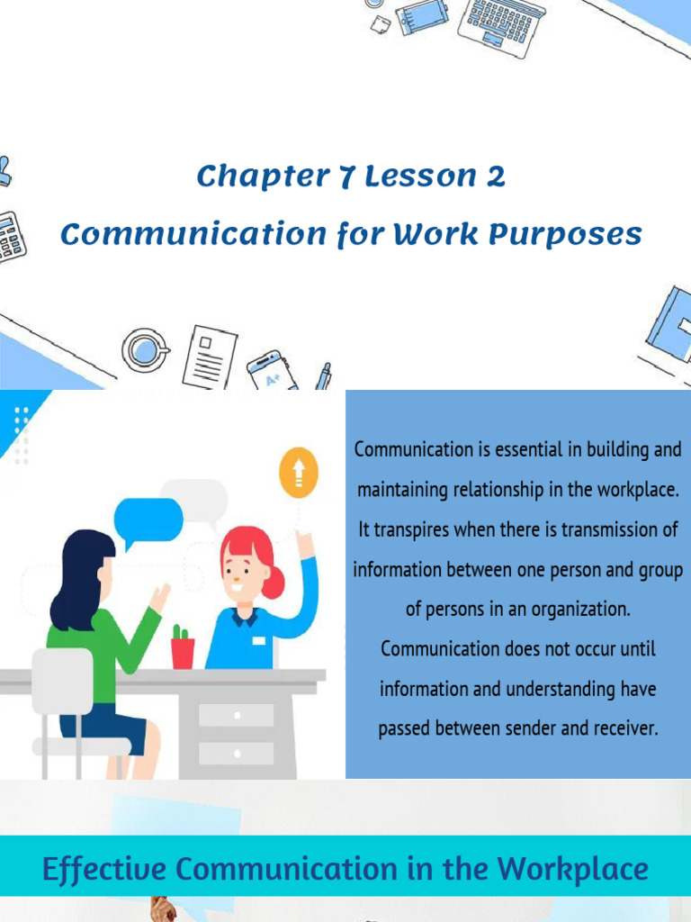 Chapter 7 - Lesson 2 - Communication For Work Purposes | PDF ...
