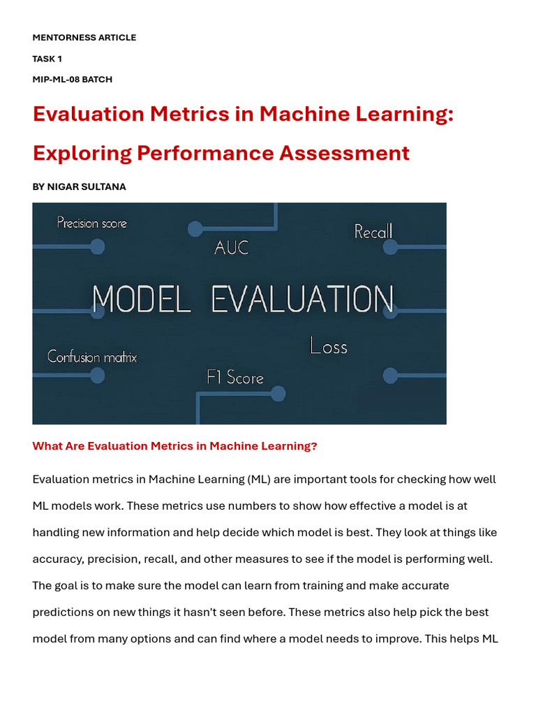 Evaluation Metrics in Machine Learning | PDF | Machine Learning ...