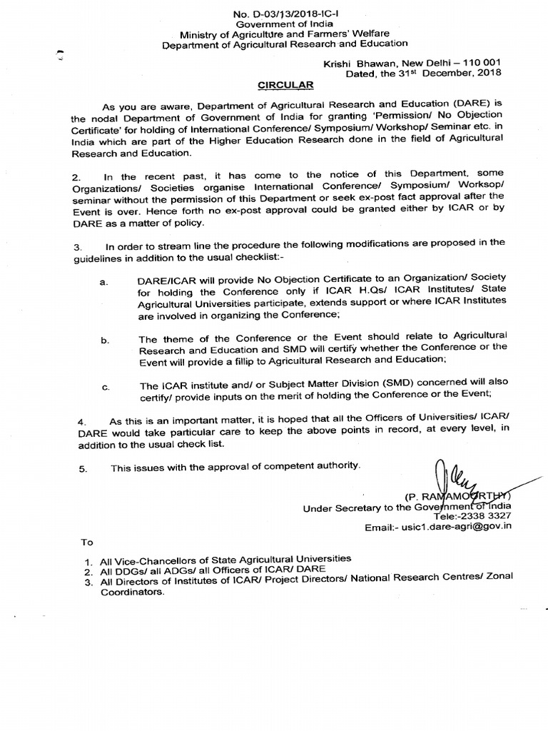 ICAR- Guidelines-circular-for-organizing-conference | PDF
