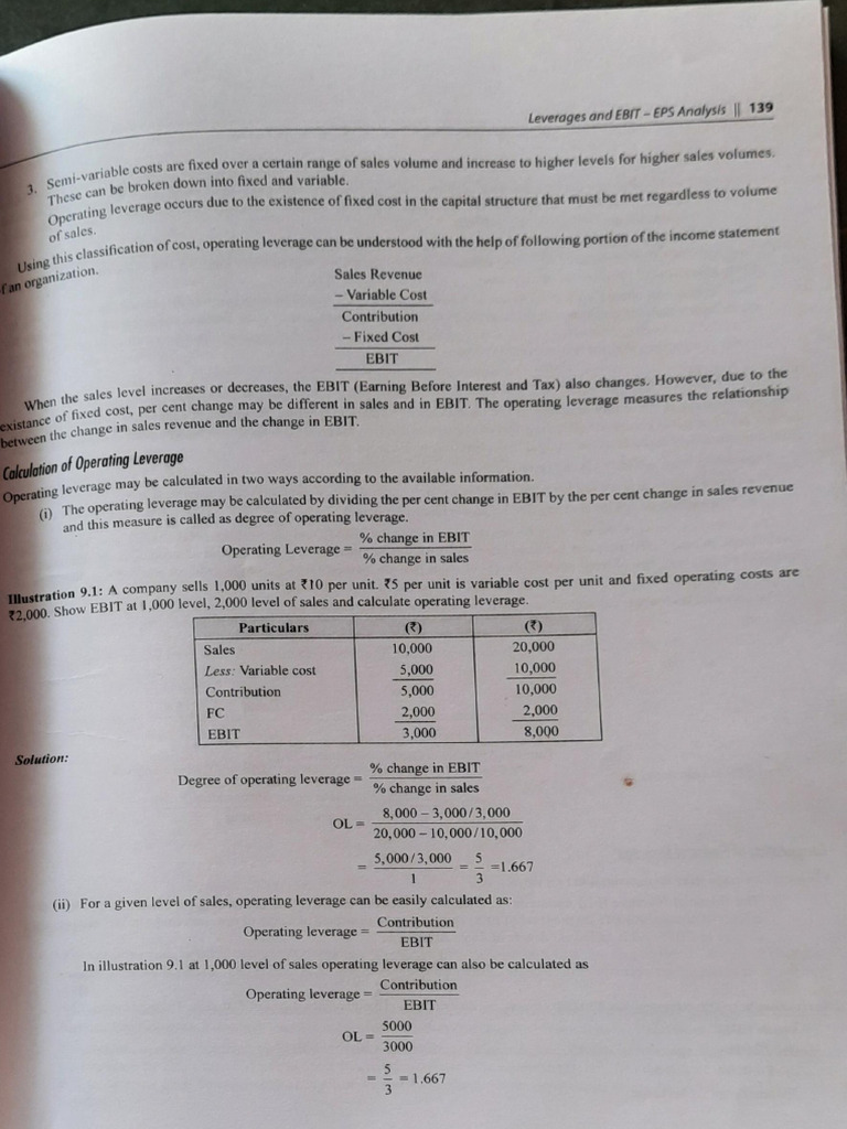 Leverages and Ebit Analysis | PDF