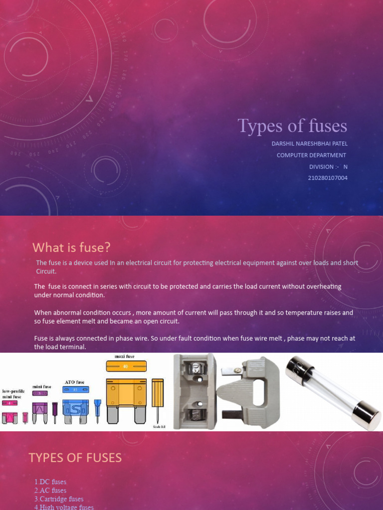 Types of Fuses | PDF | Fuse (Electrical) | Electrical Engineering