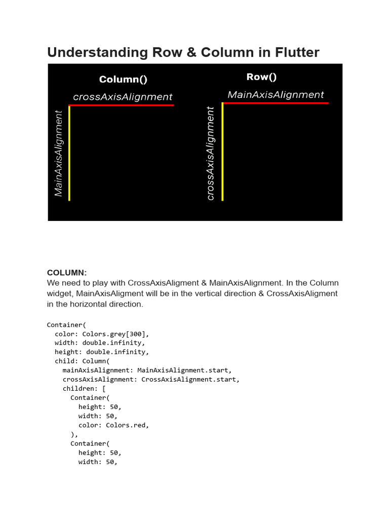 Understanding Row & Column in Flutter | PDF