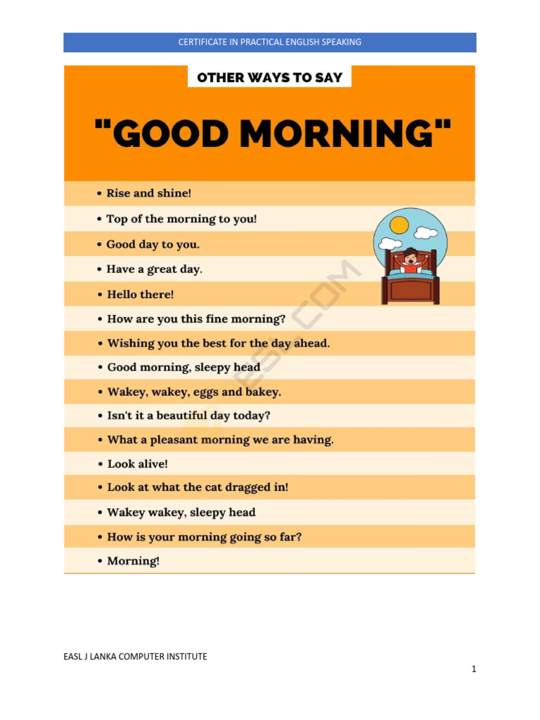 Ways To Say Good Morning | PDF
