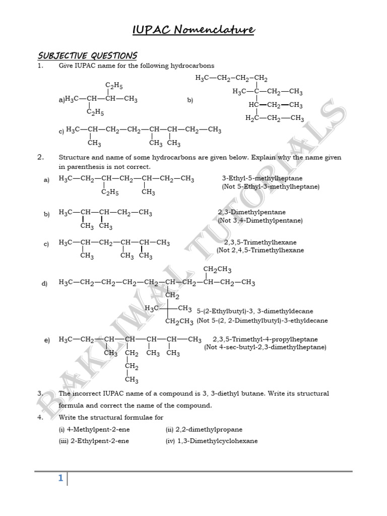 IUPAC Subjective Assignment | PDF | Chemical Compounds | Chemistry
