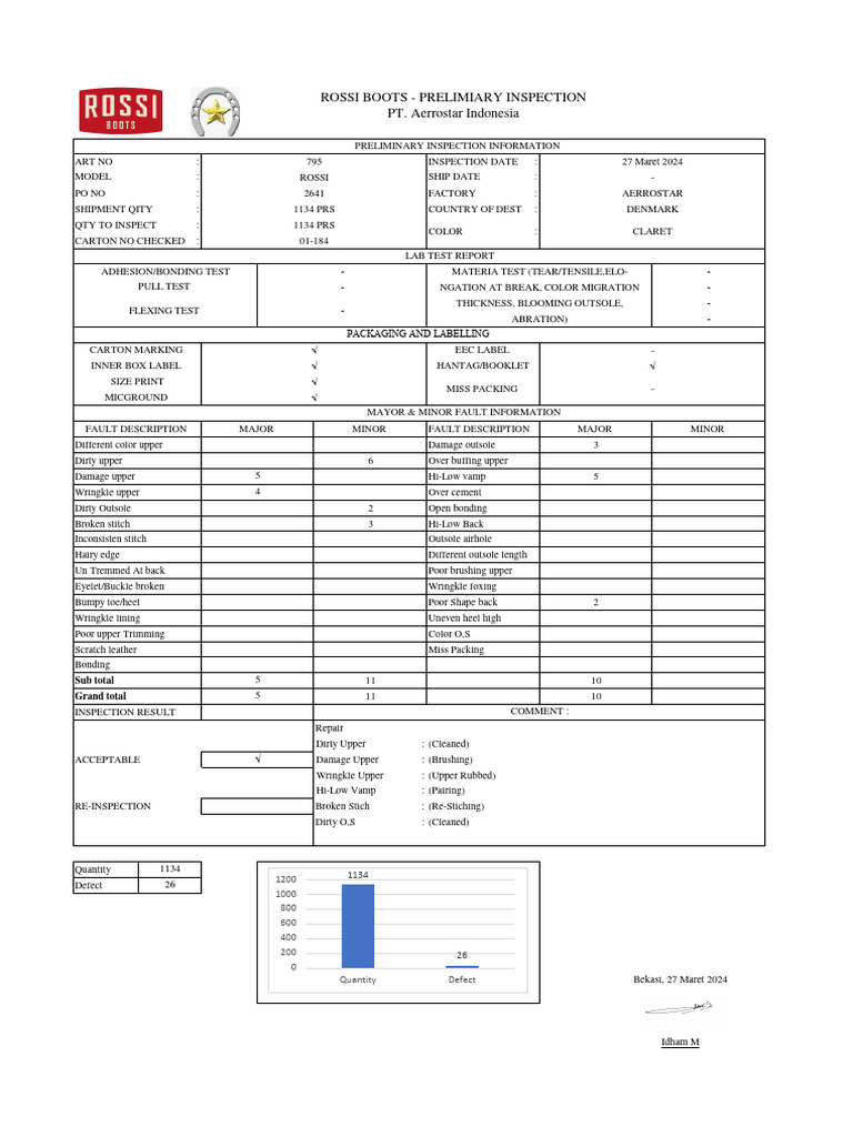Rossi Boots-Preliminary Inspection 795-2641 | PDF | Shoe | Softlines ...