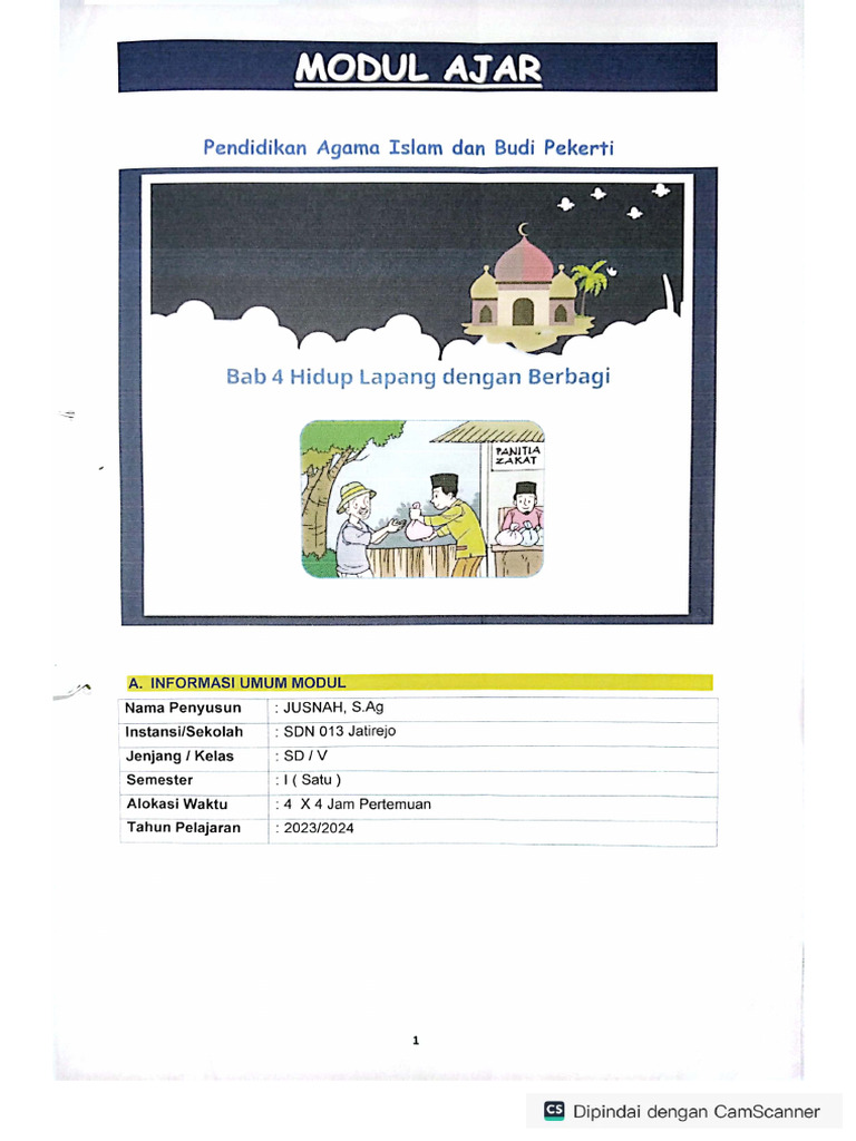 RPP PAI Kelas 5 Semester 1 Tahun 2023-2024 - JUSNAH | PDF