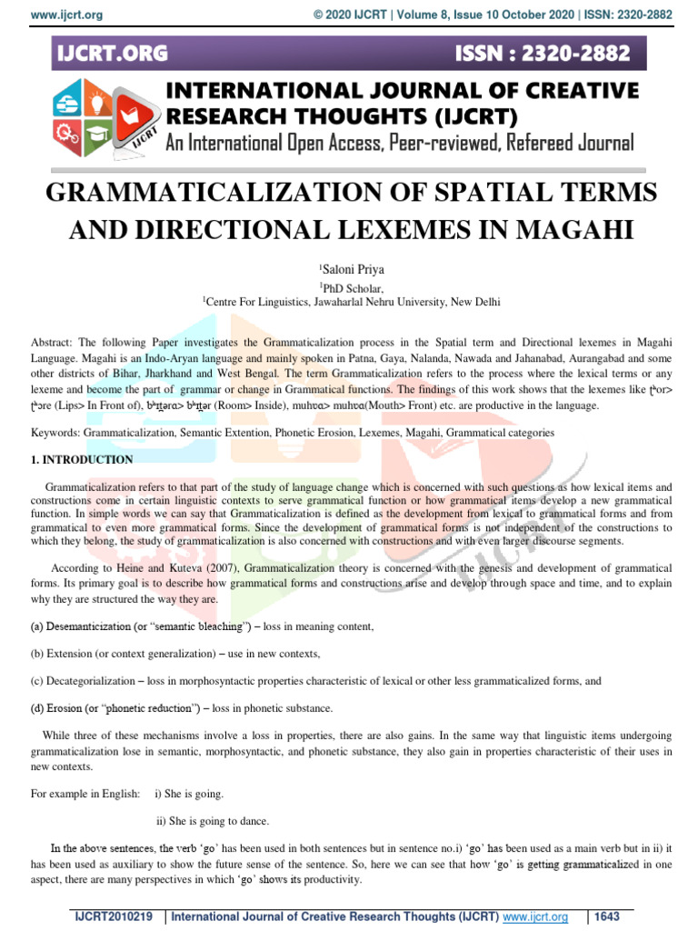 IJCRT2010219 | PDF | Languages | Foreign Language Studies