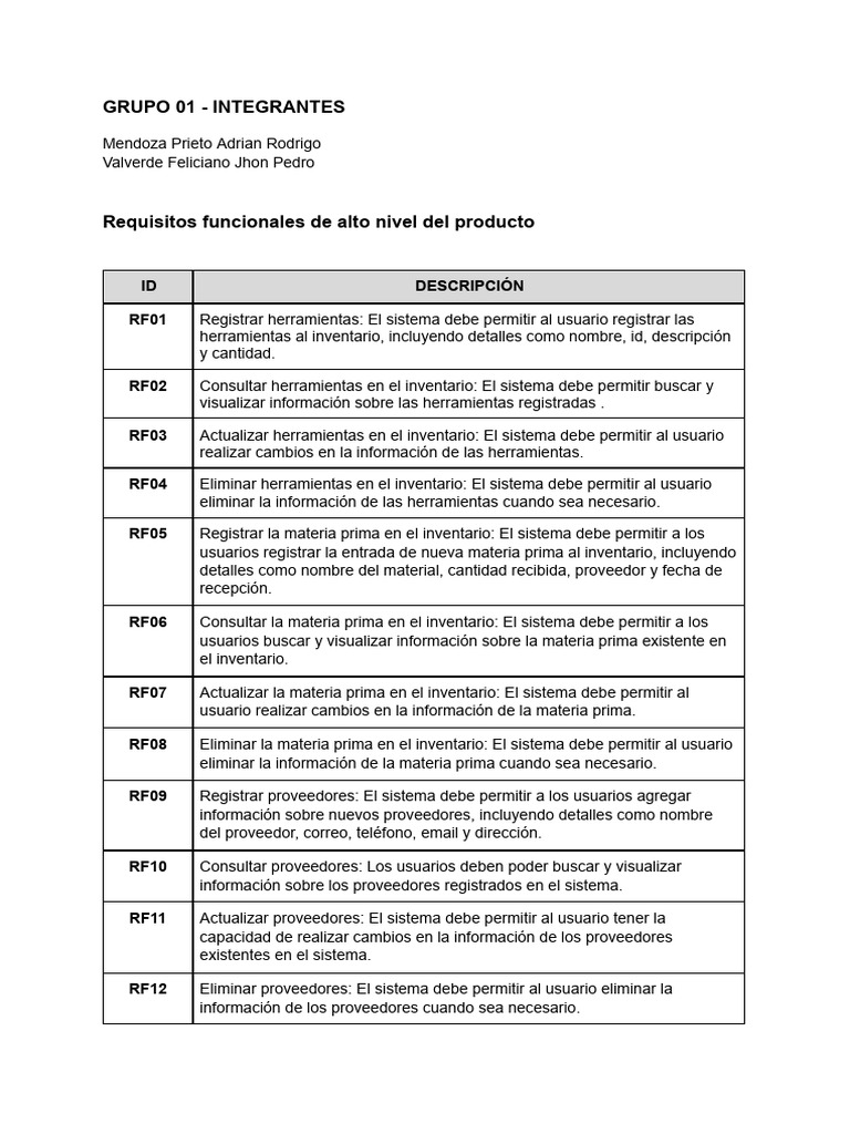 MODELO ERWIN Y REQUERIMIENTOS - GRUPO 01 | PDF | Escalabilidad | Informática