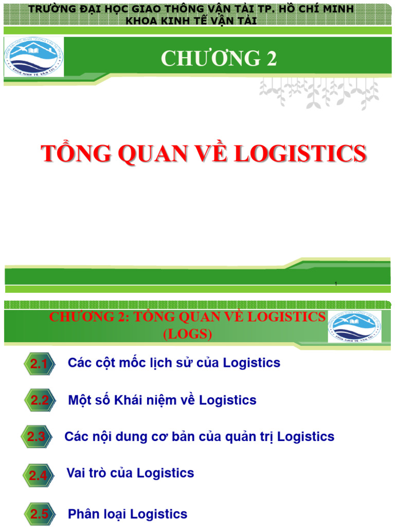 CHƯƠNG 2 - Tổng quan về Logistics - SV | PDF