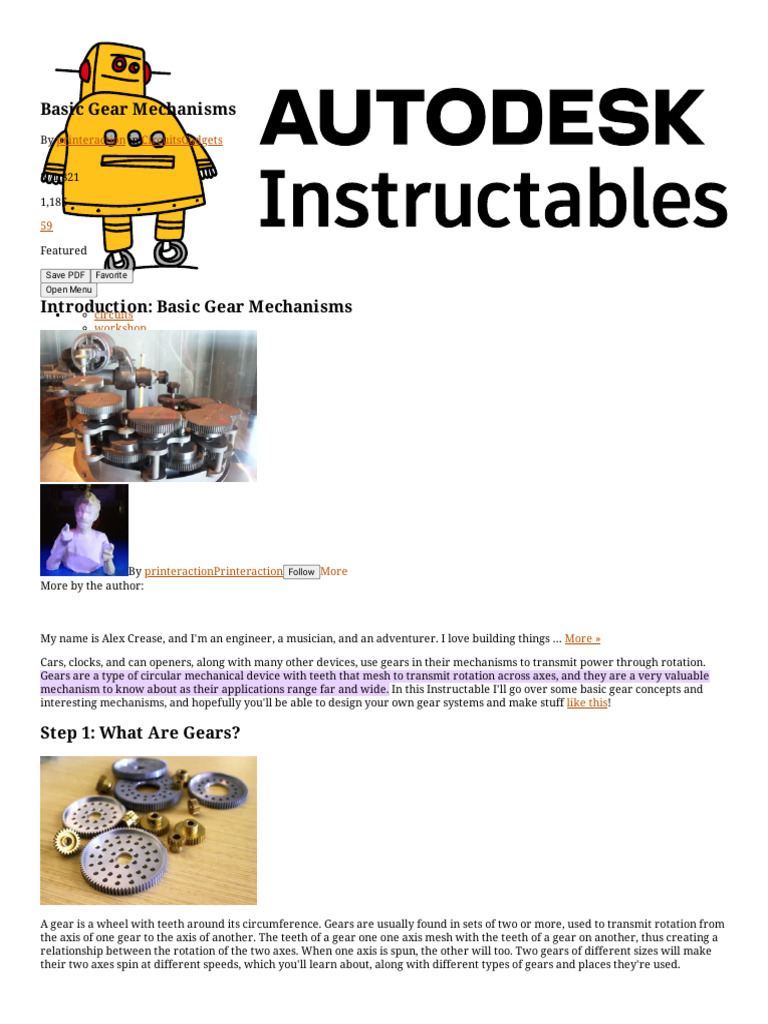 Basic Gear Mechanisms _ 21 Steps (With Pictures) - Instructables | Download Free PDF | Gear | Clutch