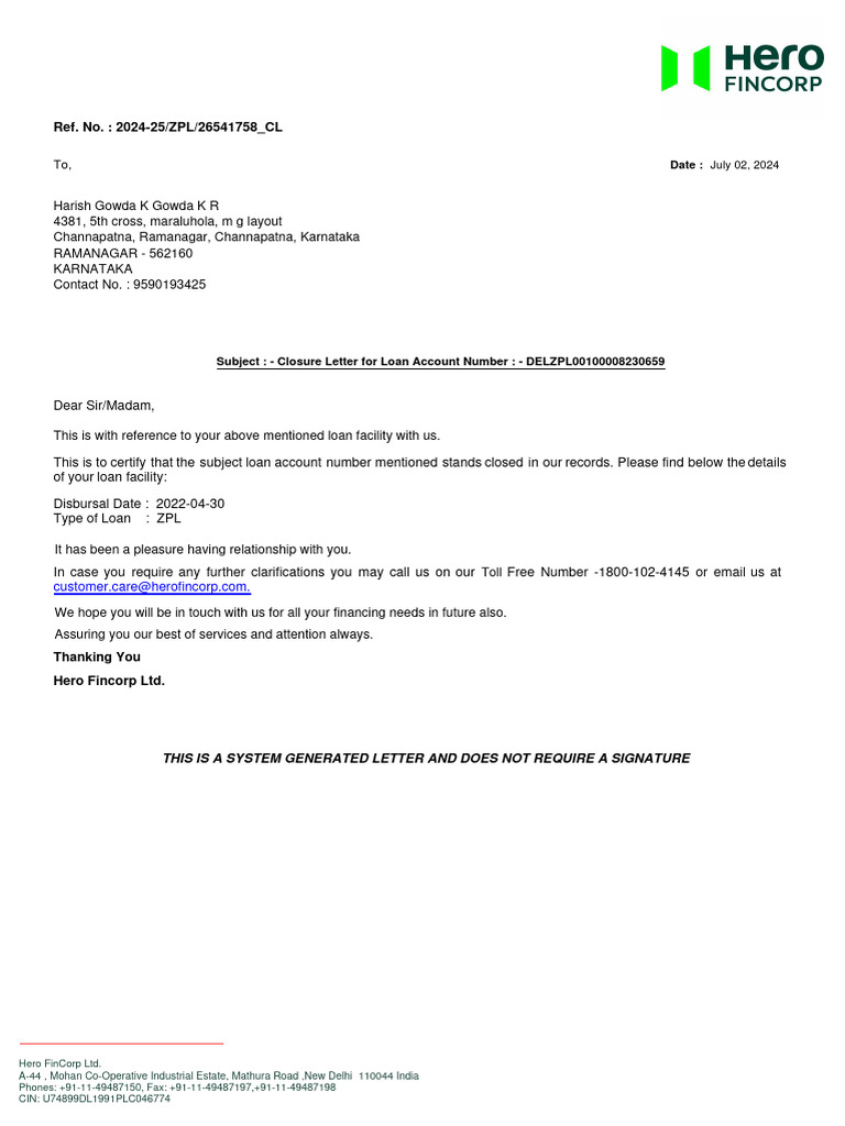 Closure Letter | PDF