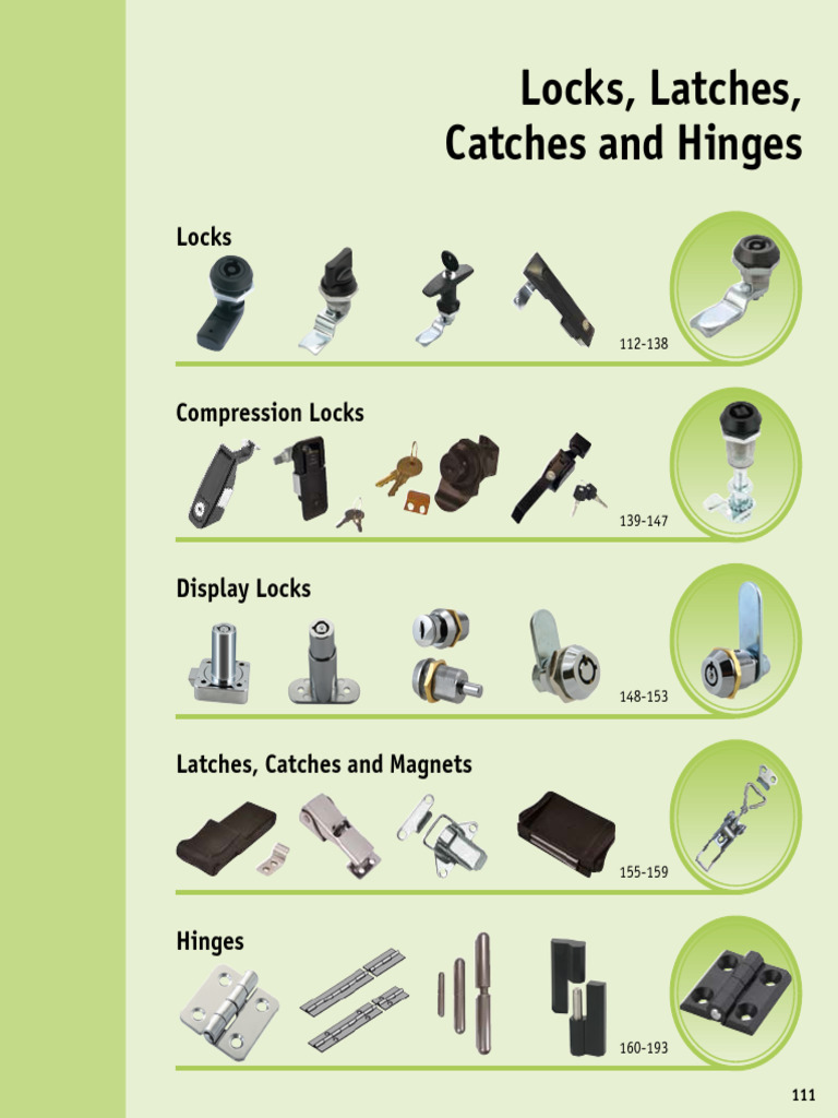 Locks, Latches, Catches & Hinges1 | PDF | Nut (Hardware) | Materials