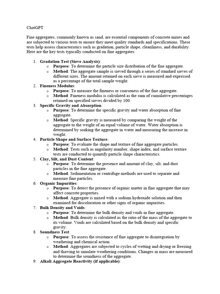Fine Aggregate Testing Methods | PDF | Materials