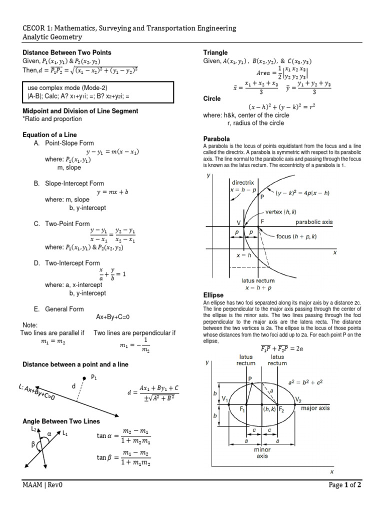 1A CER1 Analytic Geometry | PDF | Perpendicular | Euclidean Geometry