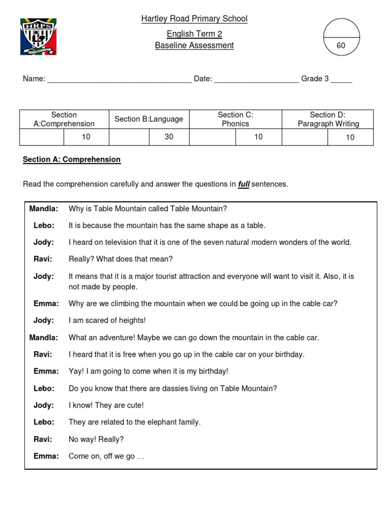 hrps-grade 3-english baseline assessment term 2 | Download Free PDF ...