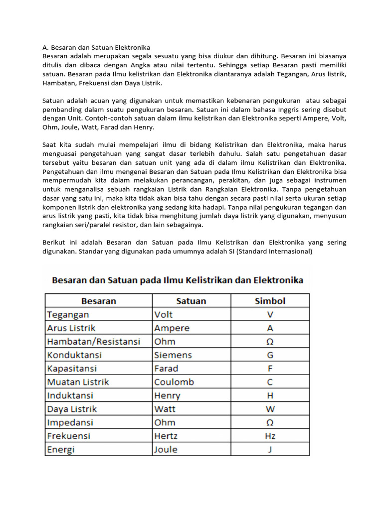 Besaran dan Satuan dalam Elektronika | PDF | Sains & Matematika