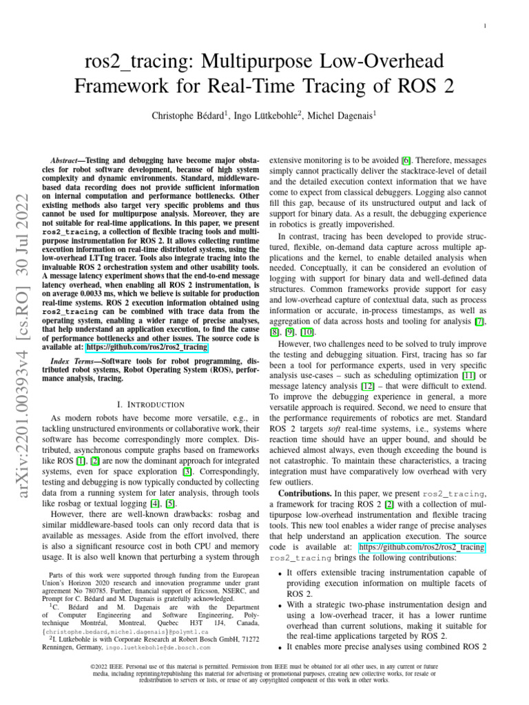 Ros2 Tracing | PDF | Thread (Computing) | Debugging
