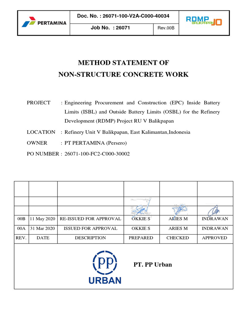 26071-100-V2A-C000-40034 Non-Structure Concrete Works Method Statement 00B | PDF | Concrete ...