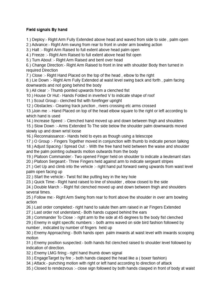 Field Signals TSC | PDF | Hand