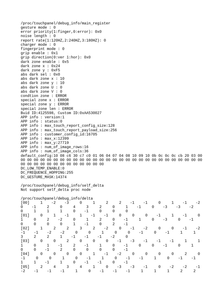 Touchpanel Debug Info Overview | PDF