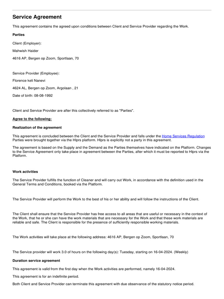 Booking Agreement #64510 | PDF | Employment | Wage