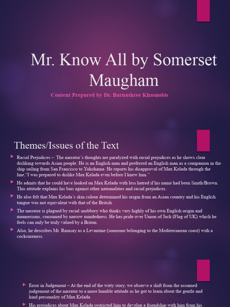 MR Know All - PPT | PDF | Narration | Prejudices