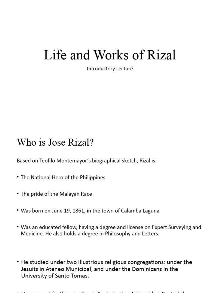 Lec 1 Life and Works of Rizal | PDF Lec 1 Life and Works of Rizal | PDF