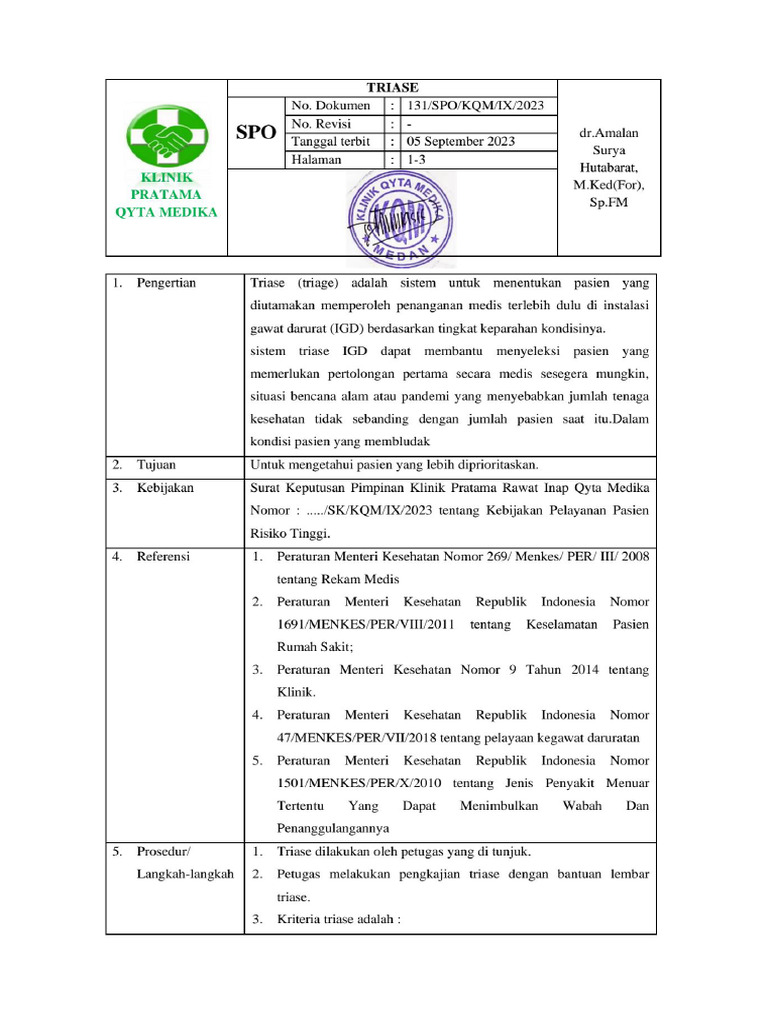 Sop Triase | PDF