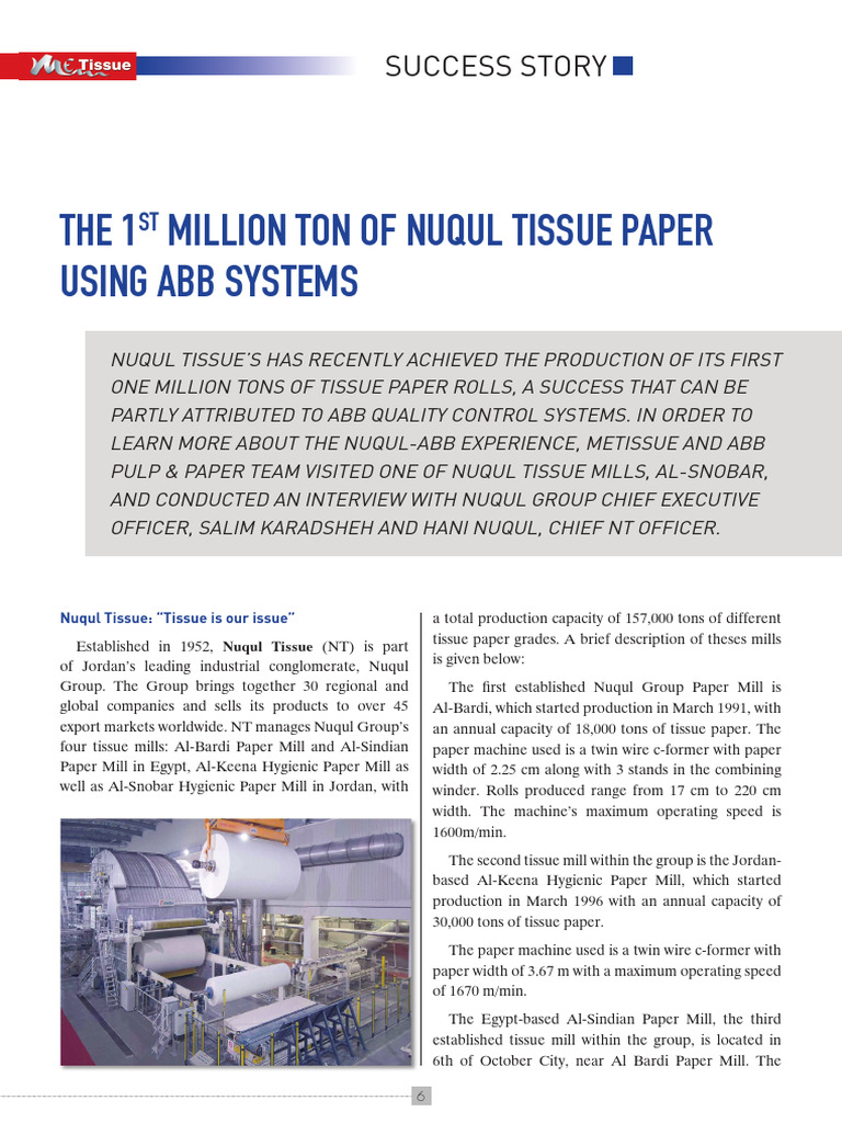 Nuqul Tissue Mill Feature - METissue Spring 2011 | PDF | Paper | Business