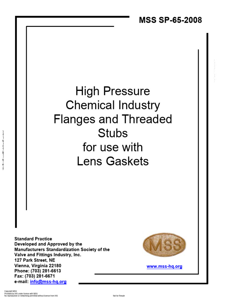 MSS SP - 65 - 2008 | PDF | Pipe (Fluid Conveyance) | Mechanical Engineering
