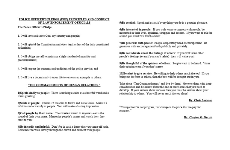 Police Officer Pledge | PDF