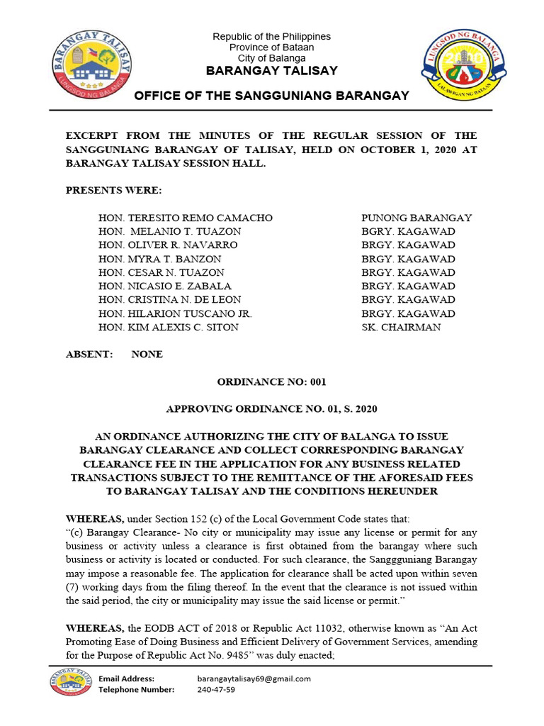 Brgy Ordinance Permit 2020 | PDF | Justice | Crime & Violence